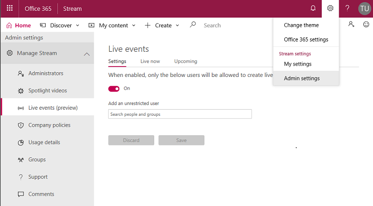 Live events preview with Microsoft Stream