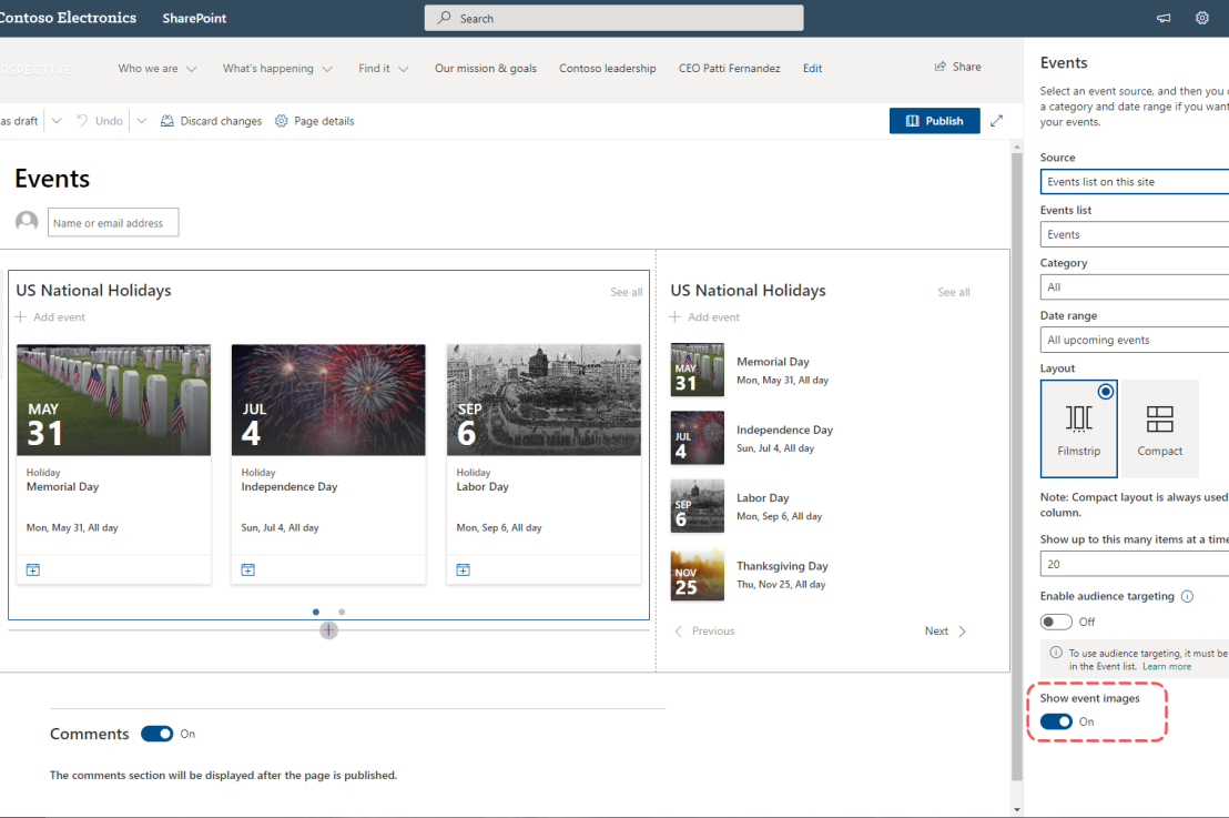 SharePoint Events web part will display event images | Microsoft ...