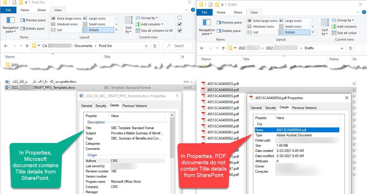 File Explorer File Title from SharePoint Word vs. PDF | Microsoft ...