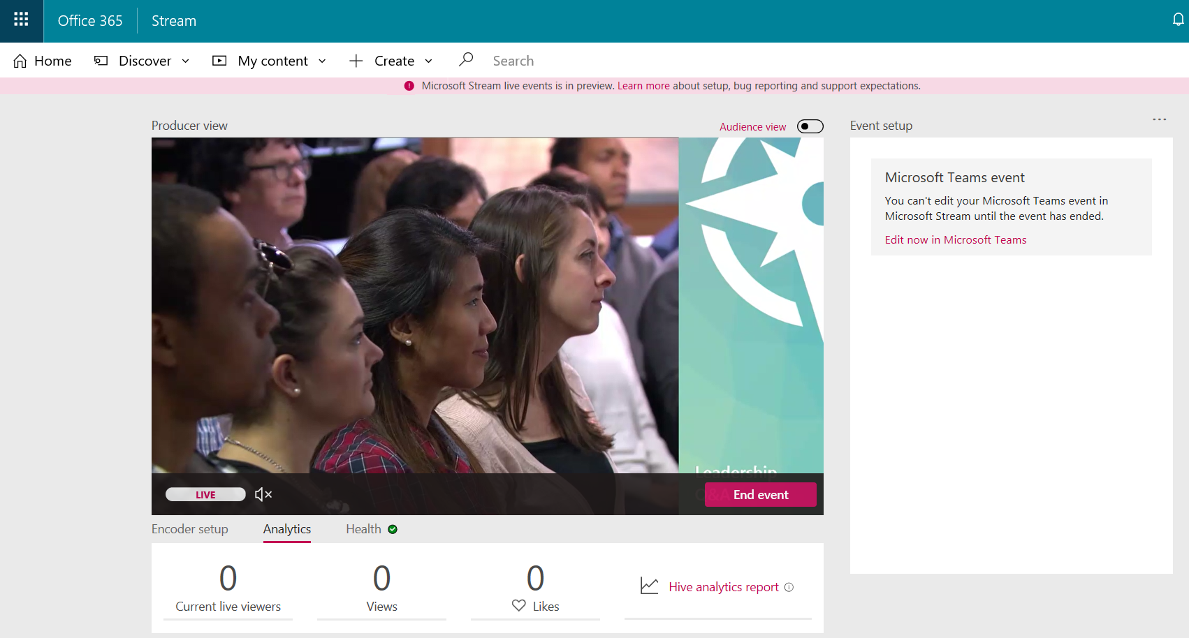Seeing live view counts from event created for Yammer or Teams? | Microsoft Community Hub
