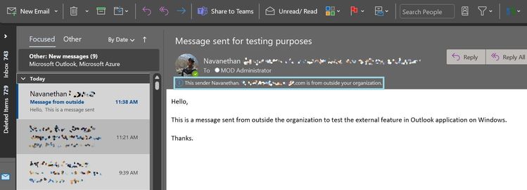 Native external sender callouts on email in Outlook | Microsoft ...