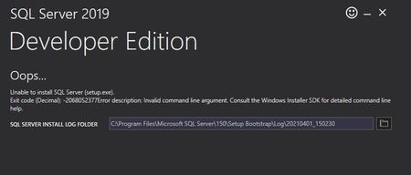 SQL Server 2019 Installation Error - An error occurred for a dependency of the feature ...