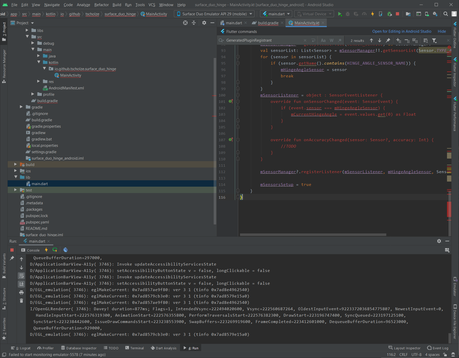MainActivity.kt from the Flutter sample is all red - it works, but is it normal? | Microsoft ...