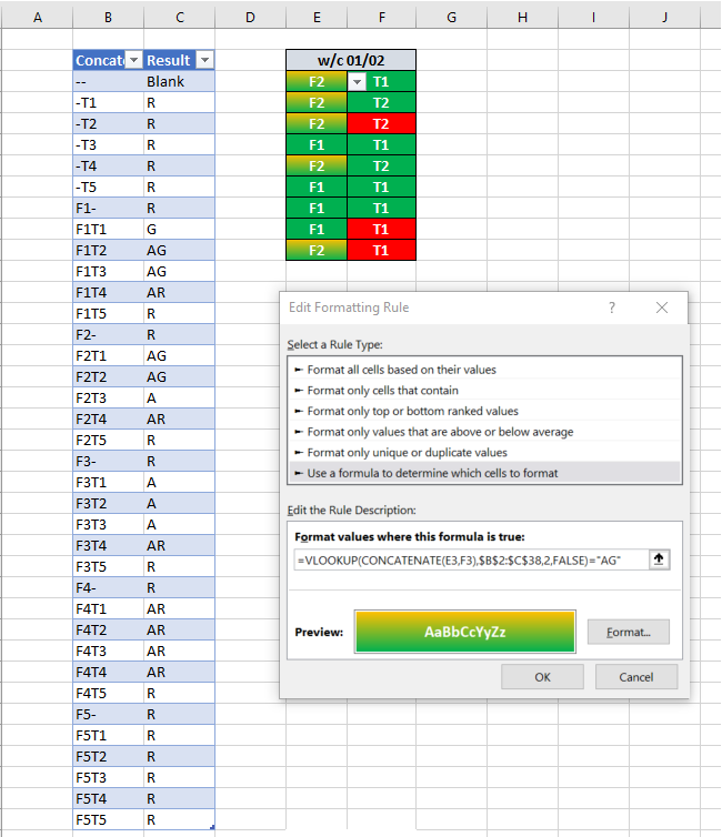 Conditional Formatting CONCATENATE formula | Microsoft Community Hub