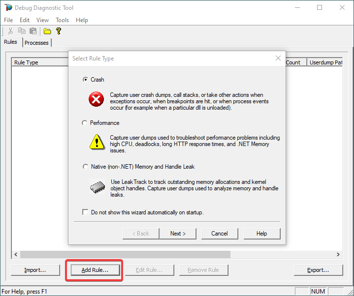 Collect memory dumps for a first-chance exception, when it occurs | Microsoft Community Hub