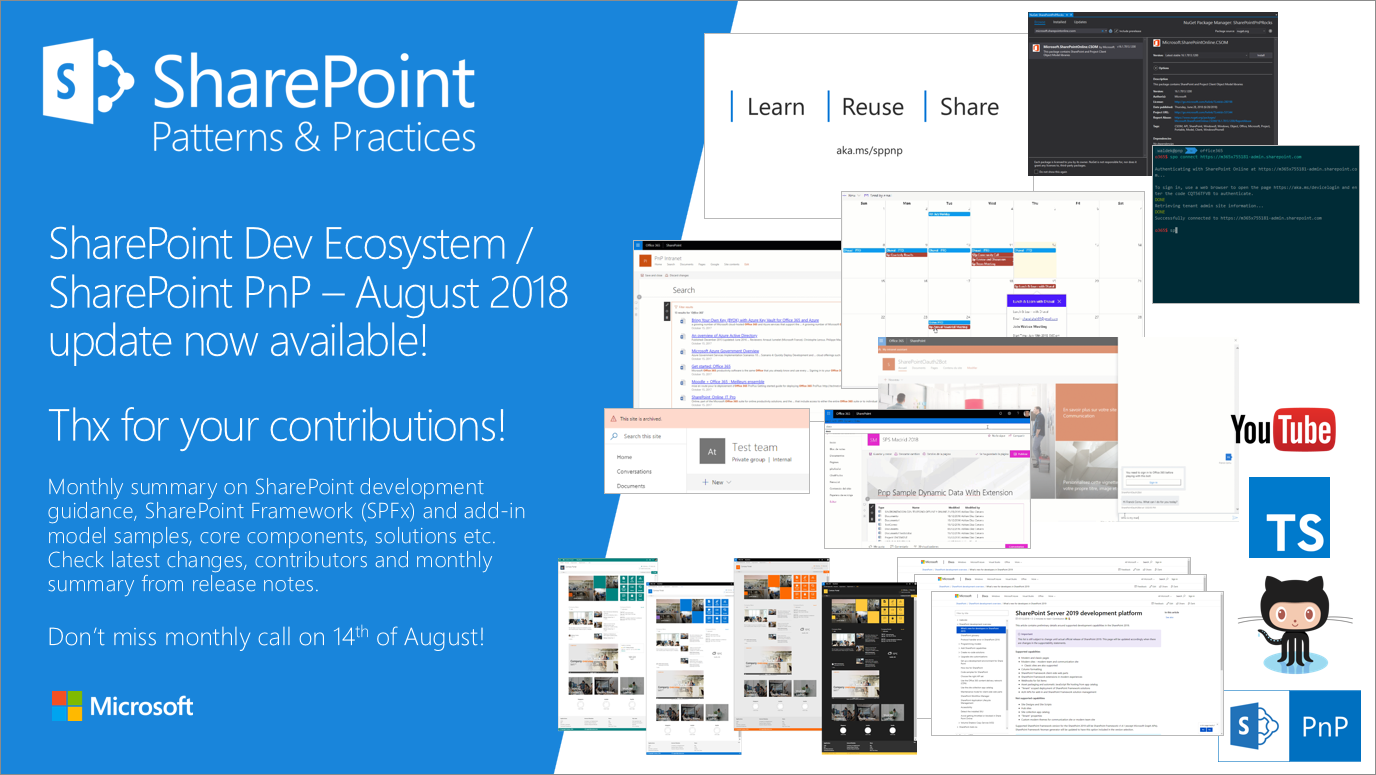 SharePoint Dev Ecosystem / SharePoint PnP - August 2018 update now available | Microsoft ...
