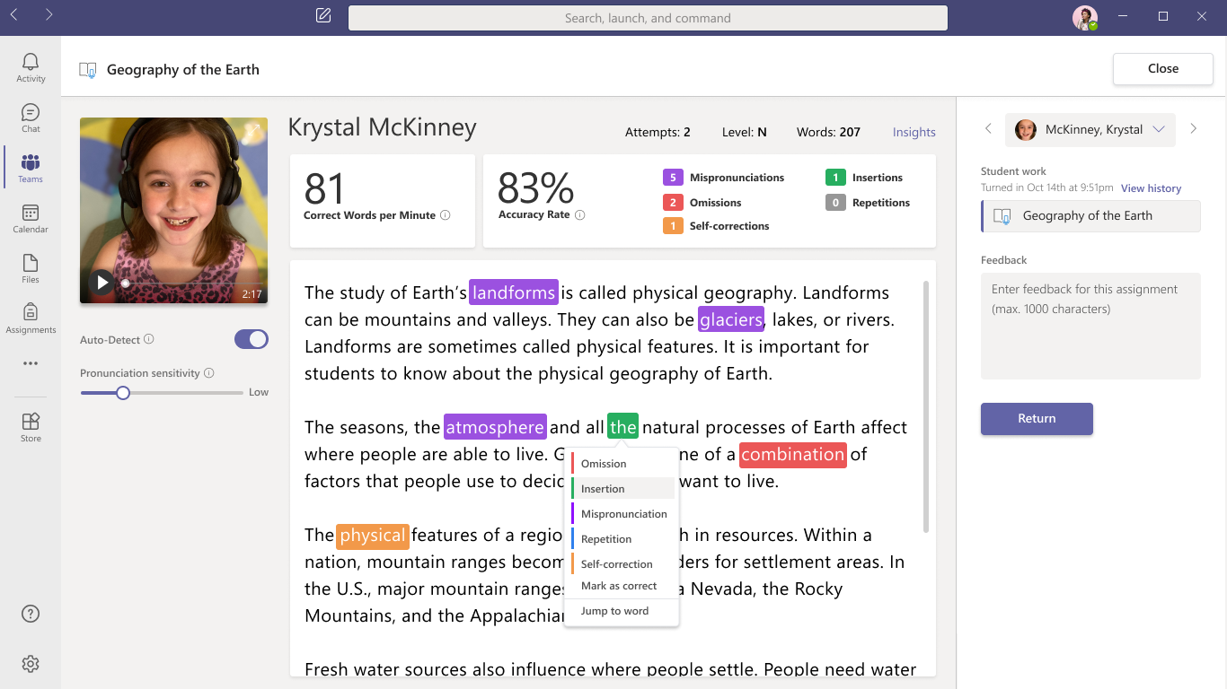 Reading Progress in Microsoft Teams - Improve student reading fluency ...