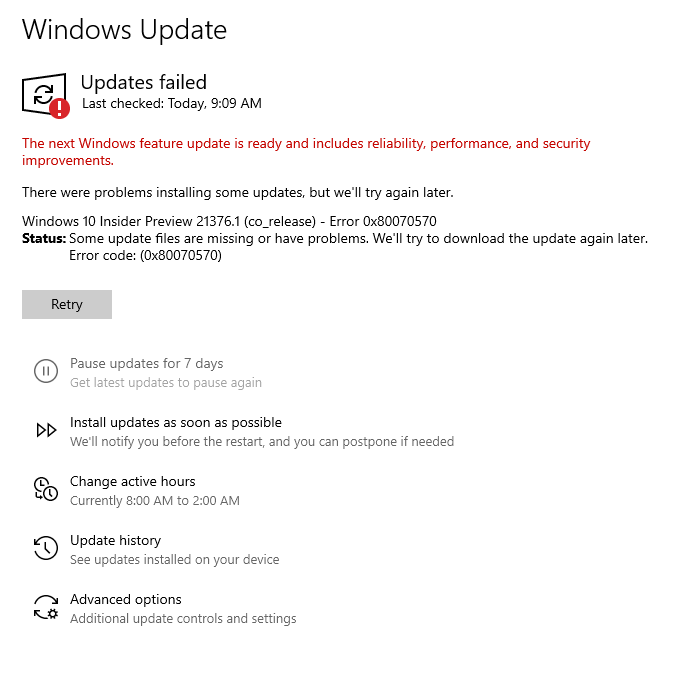 Problems with Windows Insider Preview 21376.1 | Microsoft Community Hub