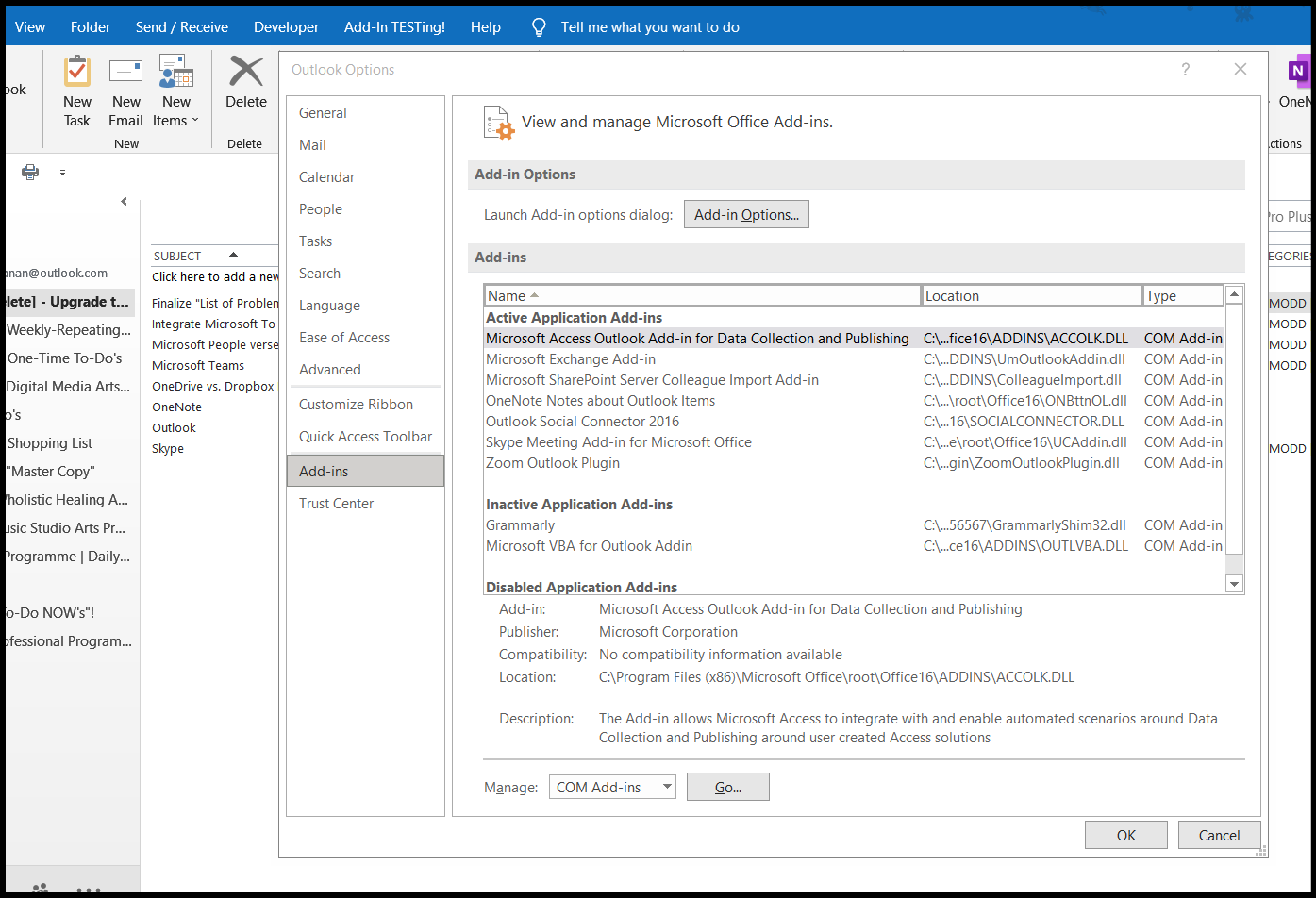 Microsoft Outlook 2019 screen errors occurring in the Task Pane, from ...