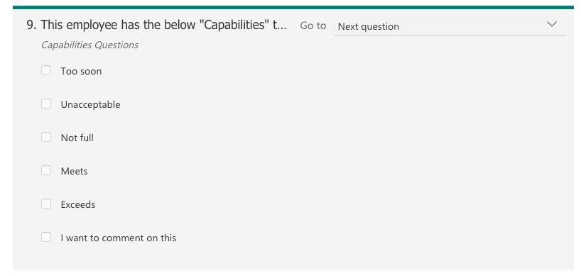Branching options are not showing next to each choice in a question | Microsoft Community Hub