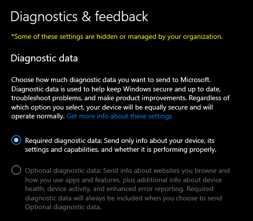 I cant turn on optional Diagnostic data | Microsoft Community Hub