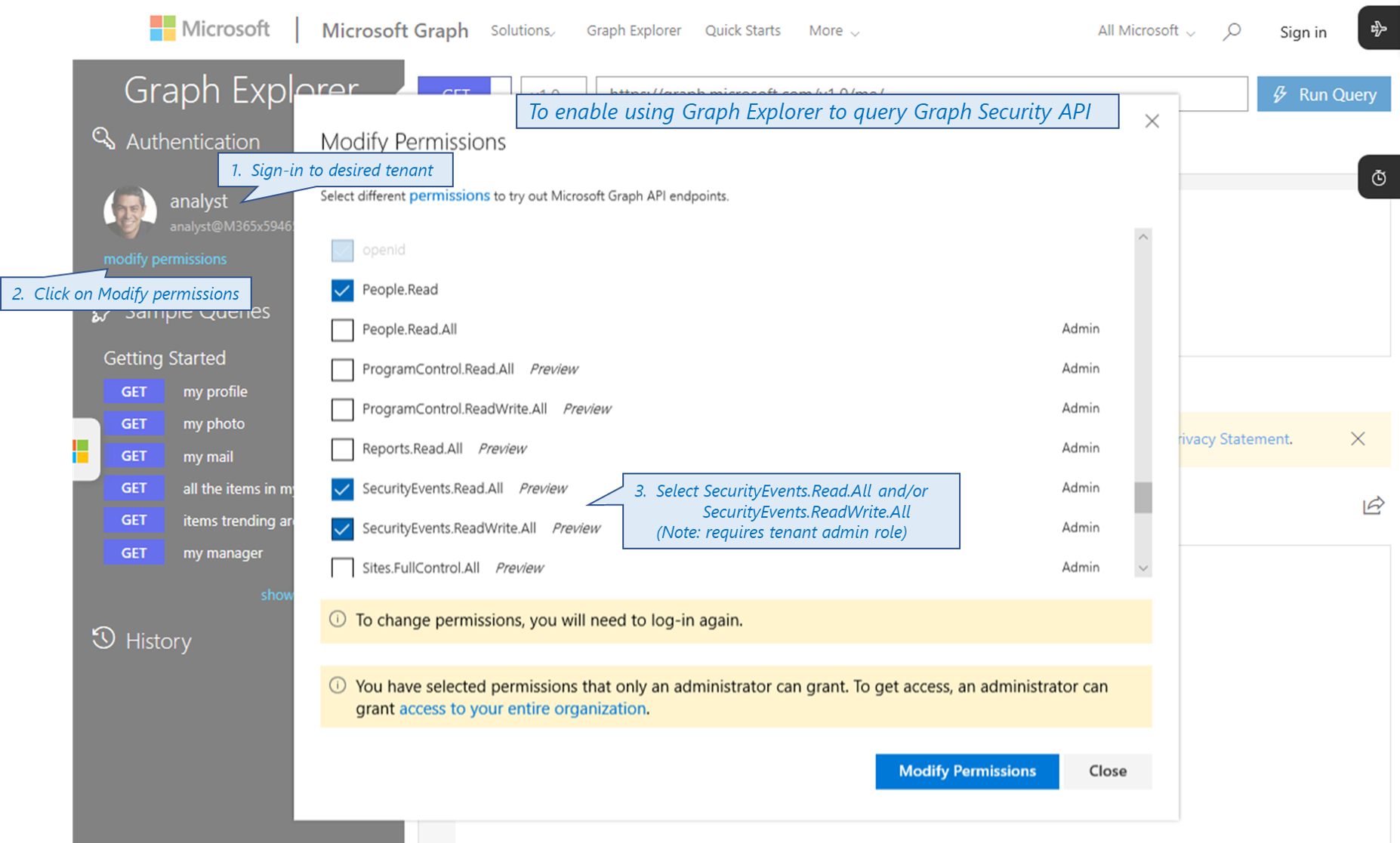 Using Graph Explorer with the Graph Security API | Microsoft Community Hub