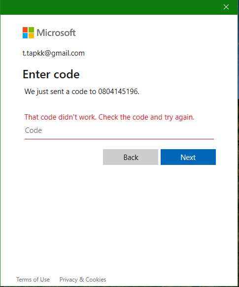 Can not sign-in MT using OTP from the phone | Microsoft Community Hub