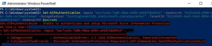 AIP Scanner - Unable to authenticate and setup Microsoft Azure ... AIP Scanner - Unable to authenticate and setup Microsoft Azure ...