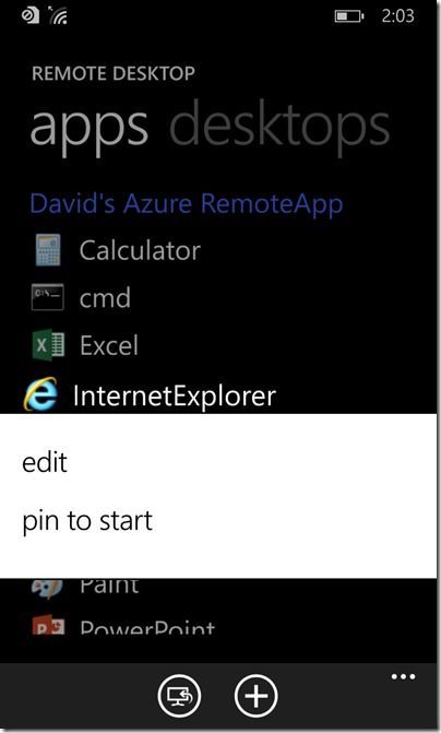 Microsoft Remote Desktop Preview V8.1.7 update for Windows Phone 8.1 ...