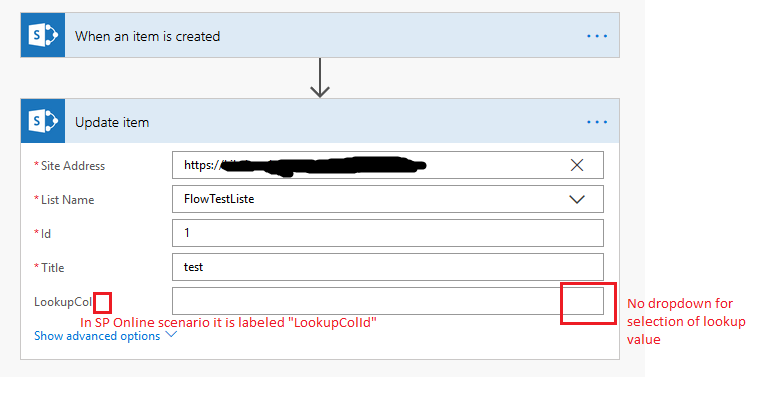 Update lookup field of on-premise SharePoint list item in Flow via data gateway access ...