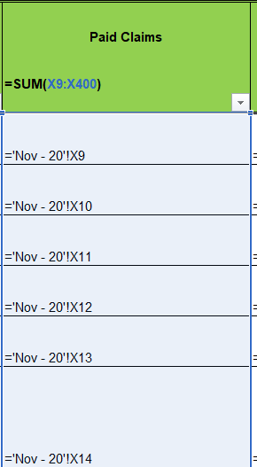 Formula for totaling a column containing formulas , but only need those ...