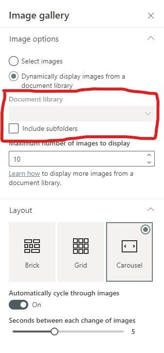 Document Library greyed out on Image Gallery web part | Microsoft ...