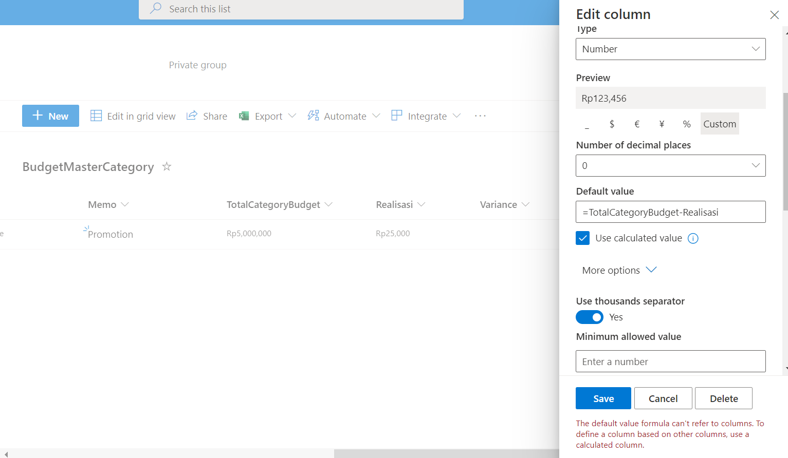 Subtraction Formula on Column format Number | Microsoft Community Hub