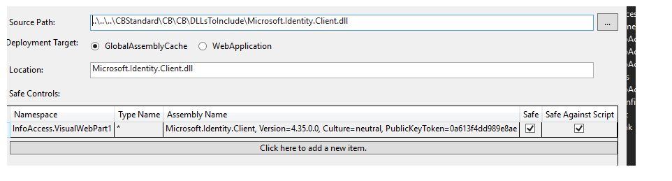 Safe assembly web parts | Microsoft Community Hub