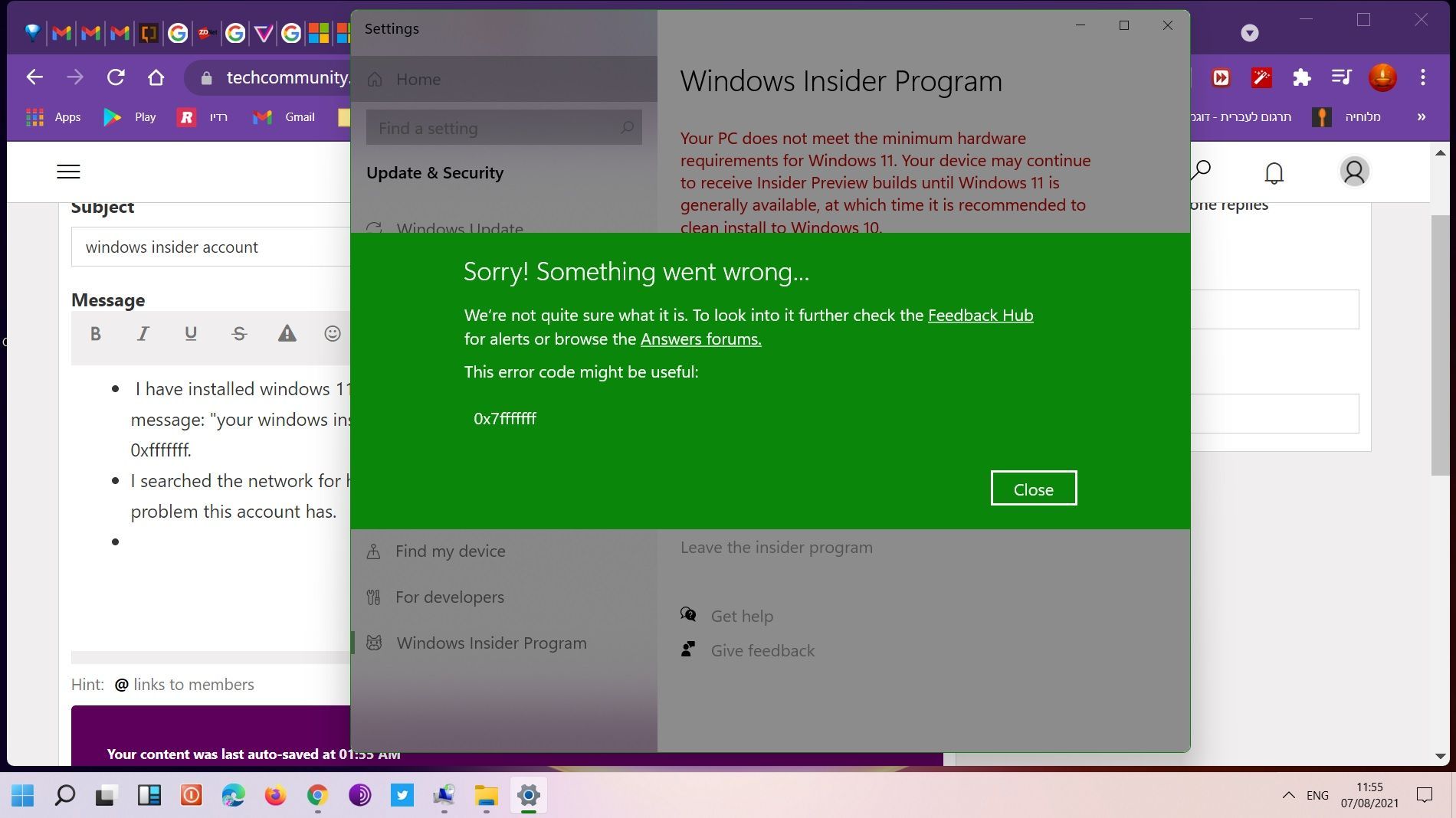 windows insider account | Microsoft Community Hub