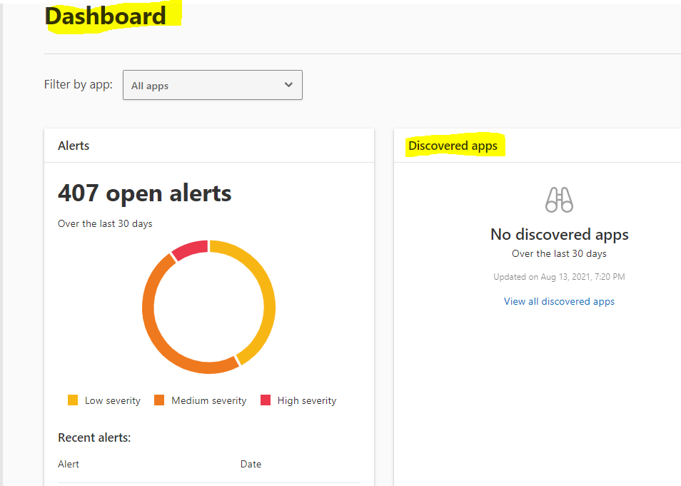 We are unable to see the discovered apps dashboard details in MCAS ...