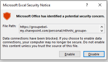 Data connections have been blocked | Microsoft Community Hub