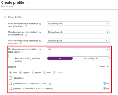 Microsoft Defender for Endpoint Device Control Device Installation update