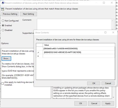 Microsoft Defender for Endpoint Device Control Device Installation update
