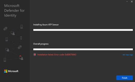 Defender for Identity sensor install failing - error code 0x80070643 ...