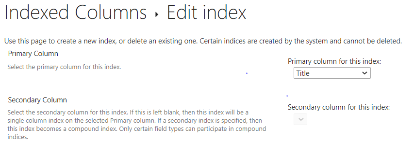 Indexed column | Microsoft Community Hub