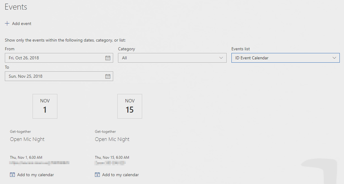 SharePoint Event Web Part Doesn't Work | Microsoft Community Hub