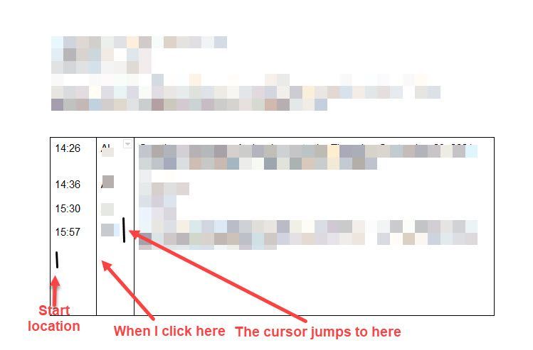 How can I make my cursor appear where I place it in table columns? | Microsoft Community Hub