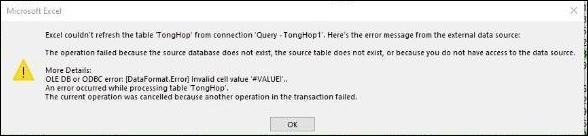 Excel couldn't refresh table from connection | Microsoft Community Hub
