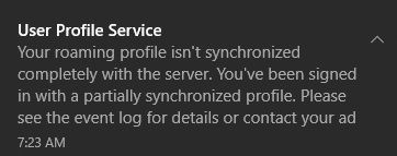 Roaming Profile not Synchronizing | Microsoft Community Hub