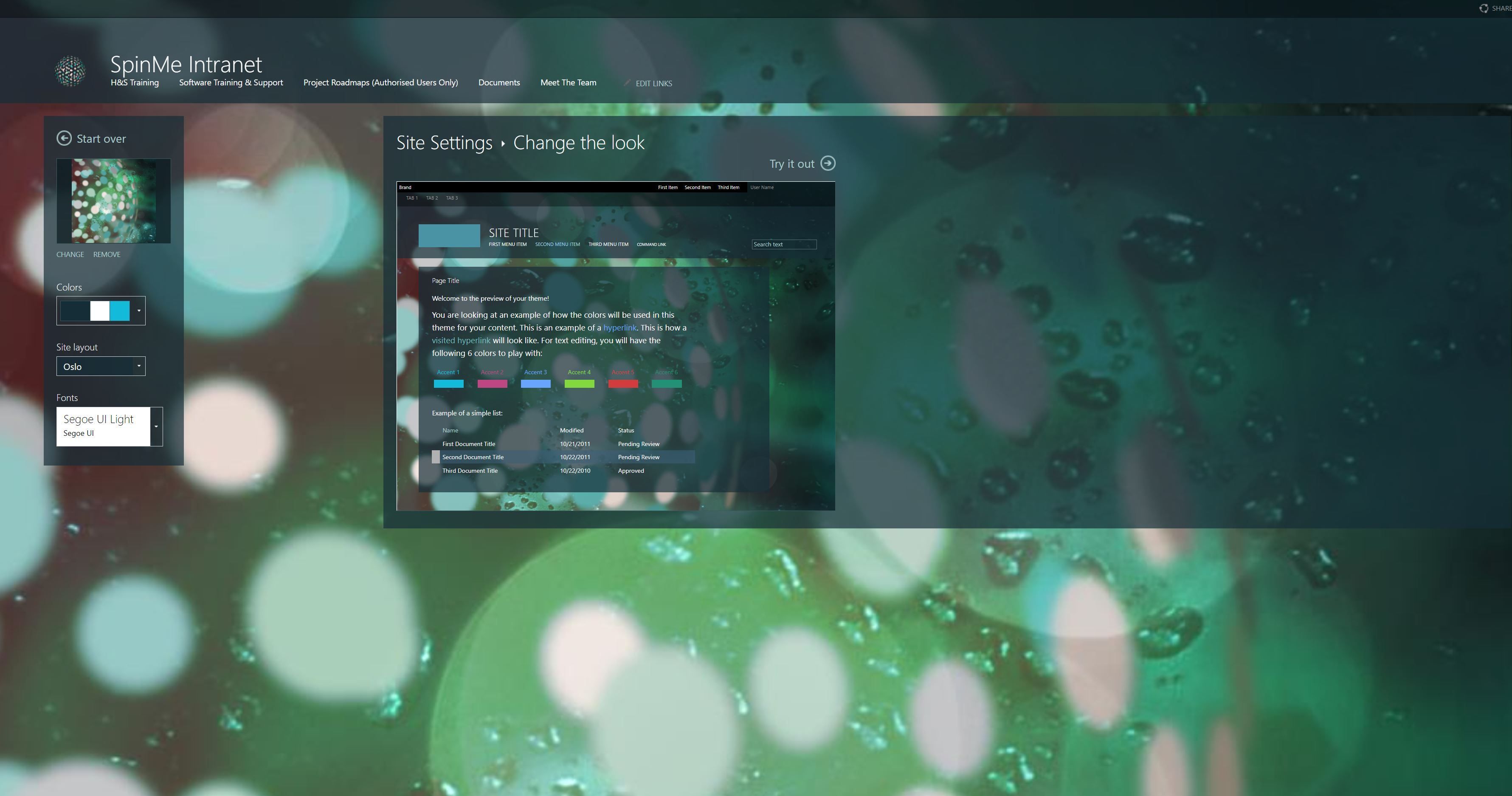 Sharepoint theme transparency across all pages | Microsoft Community Hub