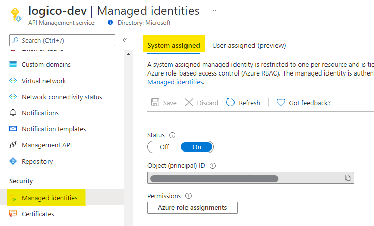 Accept only traffic from a front-end service (API Management, Functions ...