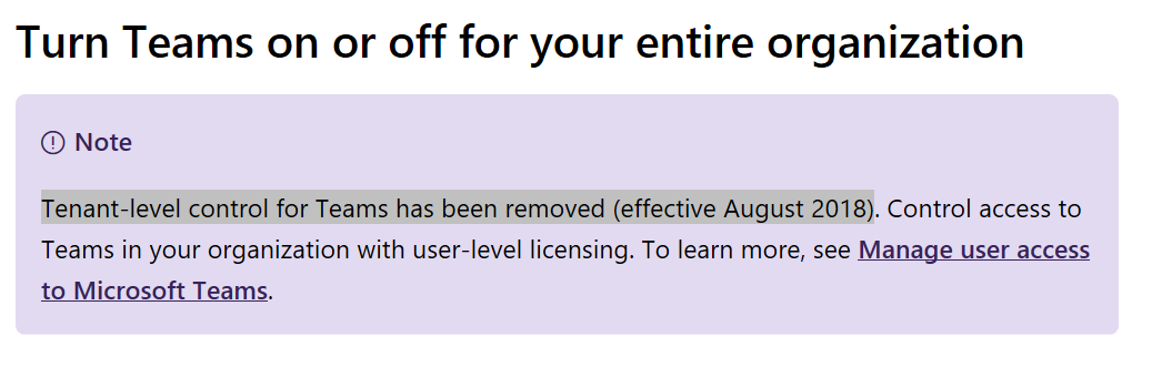 Teams Tenant Level Turn on or off | Microsoft Community Hub