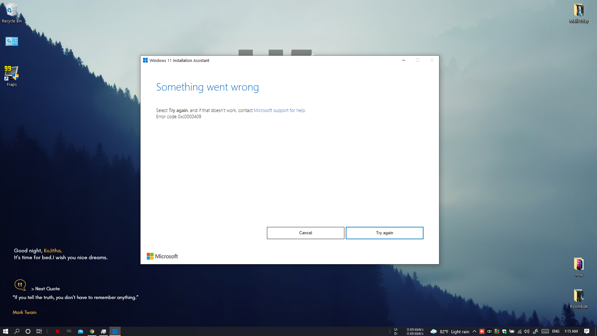 Any Solution For this? Windows 11 Upgrade Error code 0xc0000409 ...
