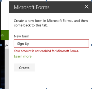 Your account is not enabled for Microsoft Forms Error | Microsoft ...