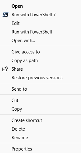 Run with PowerShell 7 ps1 files | Microsoft Community Hub