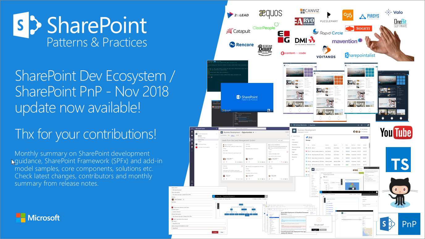 SharePoint Dev Ecosystem / SharePoint PnP - November 2018 update now available! | Microsoft ...