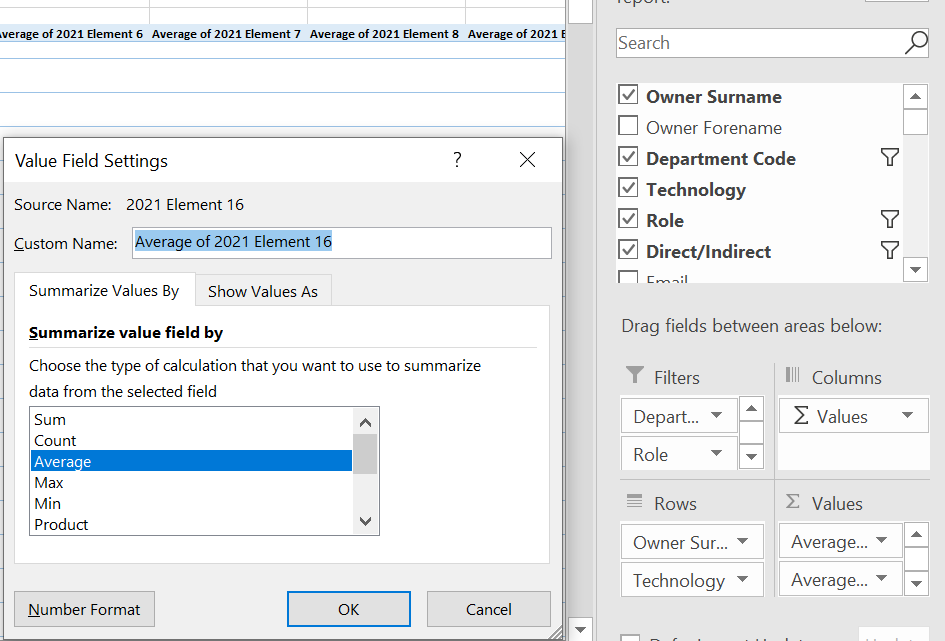 Change default summarisation of value fields | Microsoft Community Hub