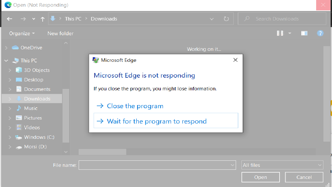 A problem uploading files using Edge. | Microsoft Community Hub