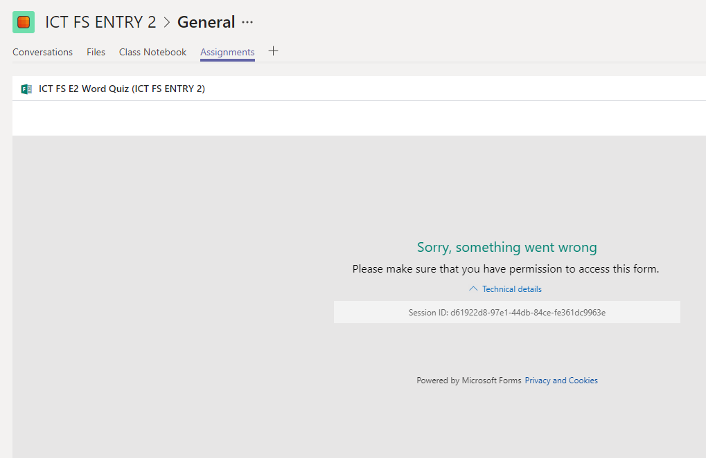 "Sorry, something went wrong" error, had to switch to Google Forms due ...