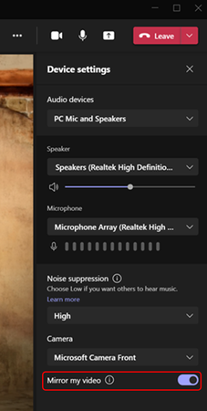 How to flip mirror image that others are seeing | Microsoft Community Hub