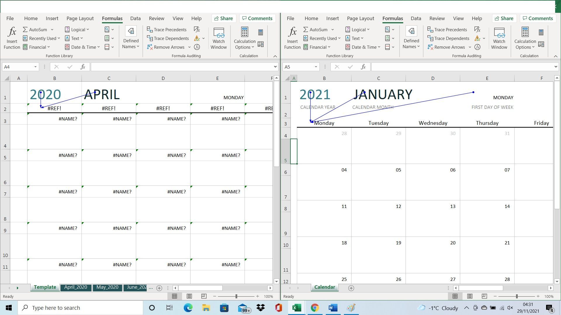 Calendar #REF error | Microsoft Community Hub