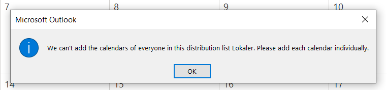 Can't add group of calendars in Outlook | Microsoft Community Hub