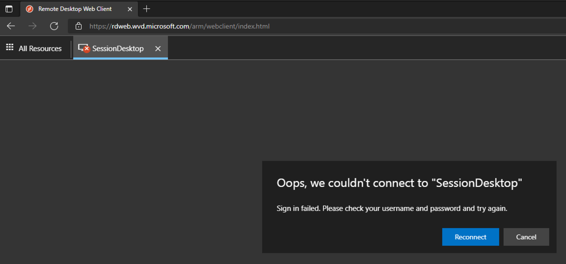 AVD: Authentication fails for AAD user (but works for local admin ...