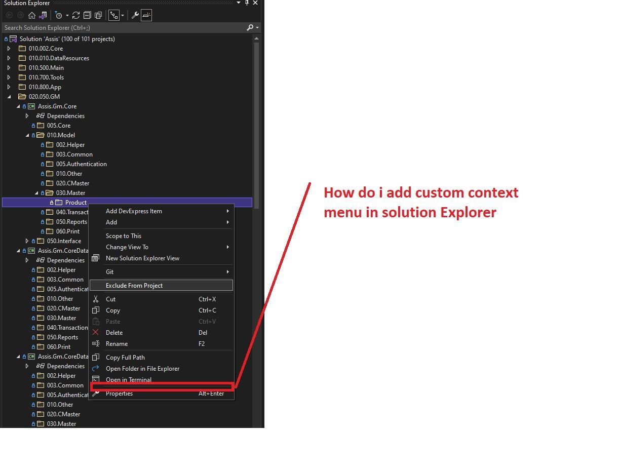 How do i add custom Context menu in Solution Explorer in Visual Studio ...